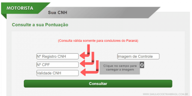 DETRAN PR - Simulado DETRAN 2021 - Consulta CNH - Pontuação